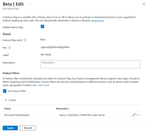 일정에 따라 기능 사용 Azure App Configuration Microsoft Learn