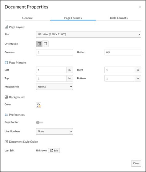 Document And Section Properties Support Center