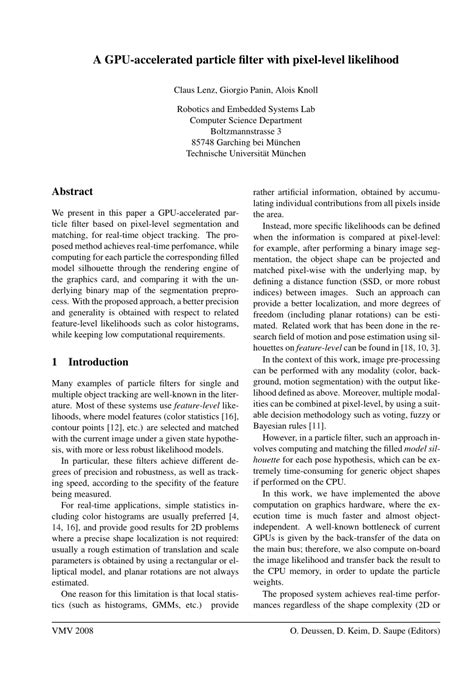 Pdf A Gpu Accelerated Particle Filter With Pixel Level Likelihood
