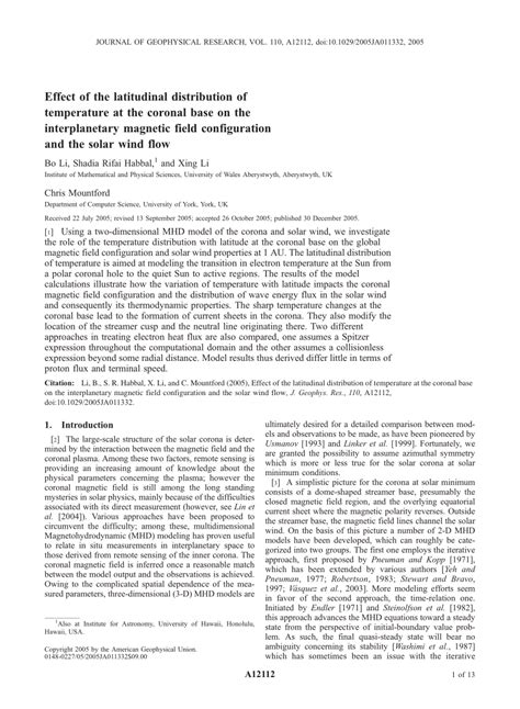 Pdf Effect Of The Latitudinal Distribution Of Temperature At The
