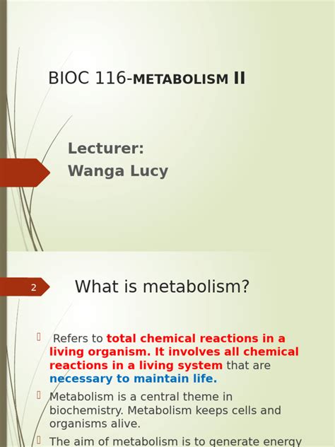 Bioc 116 Introduction To Metabolism Pdf Metabolism Gibbs Free Energy
