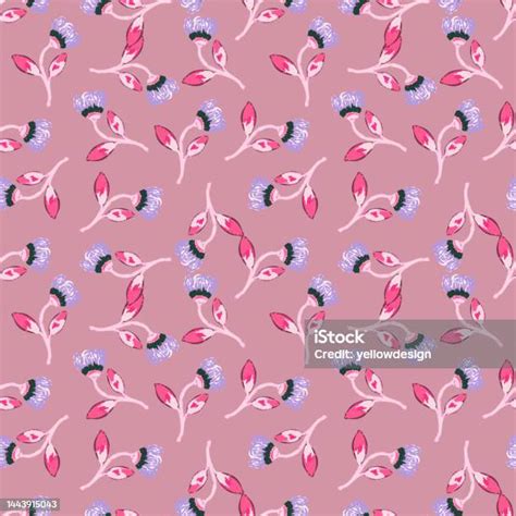 손으로 그린 꽃 완벽 한 패턴입니다 순진한 예술 스타일 귀여운 식물 끝없는 배경 장식 꽃 벽지입니다 0명에 대한 스톡 벡터 아트 및 기타 이미지 Istock