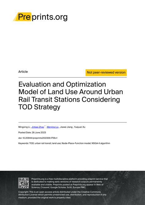 Pdf Evaluation And Optimization Model Of Land Use Around Urban Rail Transit Stations