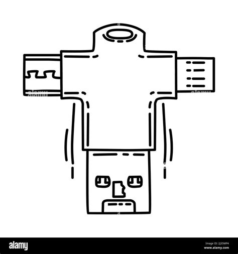 card reader part of computer accessories and hardware hand drawn icon set vector stock vector