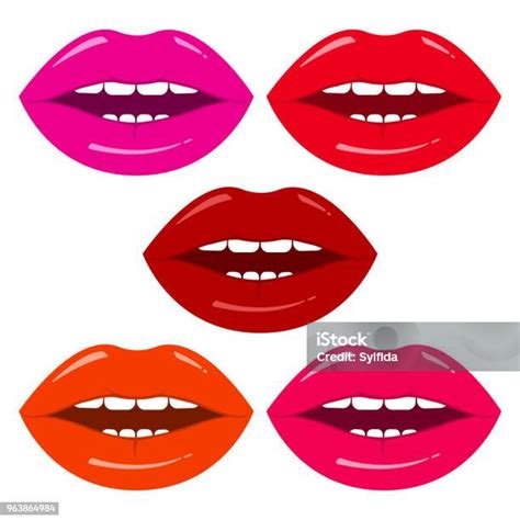 착 색 된 여자의 입술의 집합입니다 벡터 일러스트 레이 션 가득 찬에 대한 스톡 벡터 아트 및 기타 이미지 가득 찬 관능 나이 Istock