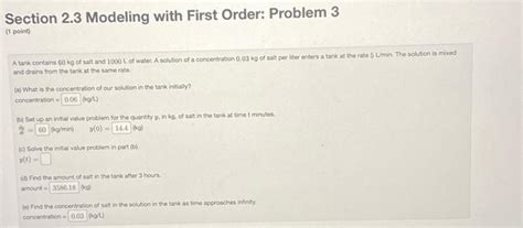 Solved Section 2 3 Modeling With First Order Problem 2 1