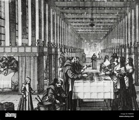 History Of Medicine Modern Age Carity Hospital Engraving 17th