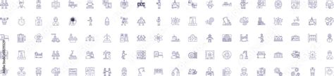 Engineering Workflow Line Icons Signs Set Design Collection Of