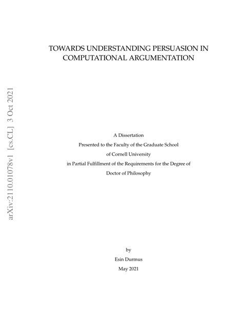 Pdf Towards Understanding Persuasion In Computational Argumentation