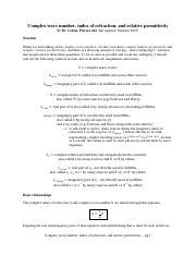 Understanding Complex Wave Numbers Notation And Relationships Course Hero
