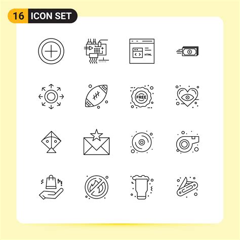 16 User Interface Outline Pack Of Modern Signs And Symbols Of Currency Flow Code Business Html