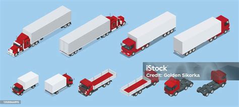 다양한 운송 유통 차량 배달 요소의 Isometric 물류 아이콘 세트 흰색 배경에 격리 된화물 운송 화물 트럭과 밴 등측투영법에 대한 스톡 벡터 아트 및 기타 이미지