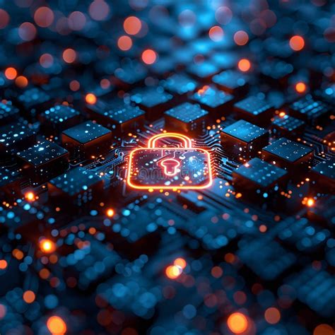 Encrypting Information With A Digital Lock Stock Illustration