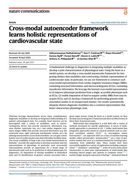 Pdf Cross Modal Autoencoder Framework Learns Holistic Representations