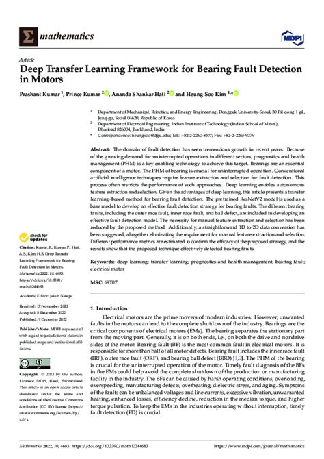 Pdf Deep Transfer Learning Framework For Bearing Fault Detection In Motors