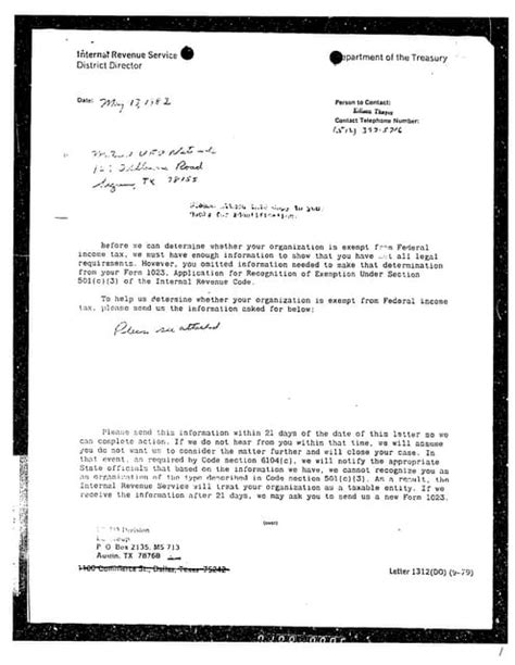 1982 Irs Form 4564 13 May 82 Irs Letter 24 June 82 Pdf