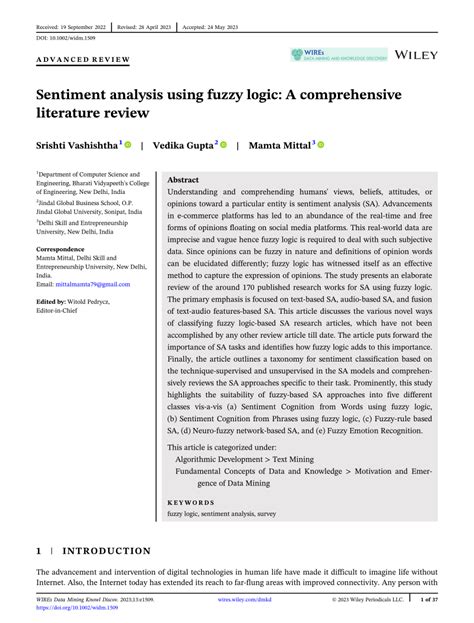 Sentiment Analysis Using Fuzzy Logic A Comprehensive Literature Review Request Pdf