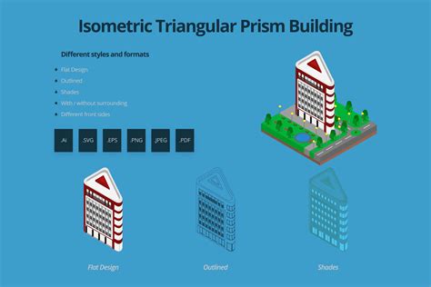 Isometric Triangular Prism Building Illustrations ~ Creative Market