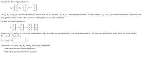 Solved Consider The Following Set Of Vectors Chegg Com