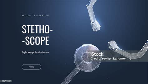 청진기 낮은 폴리 와이어 프레임 배너 템플릿 심장 검사 다각형 일러스트레이션을 위한 3d 의료 기기 병원 장비 메쉬 아트 홍보 포스터 디자인 레이아웃 바둑판에 대한 스톡