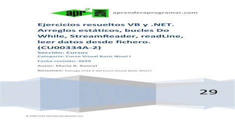 Ejercicios Resueltos Vb Y Net Arreglos Estáticos … · Programación A Un Lenguaje Como Es