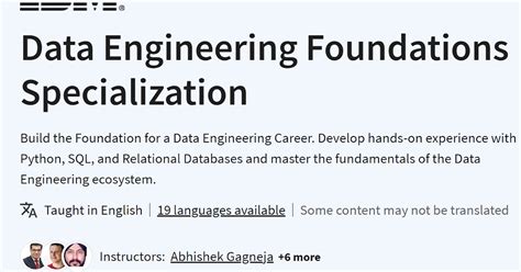 Data Engineering Foundations Specialization ~ Computer Languages Clcoding Data Engineering Foundations Specialization ~ Computer Languages Clcoding