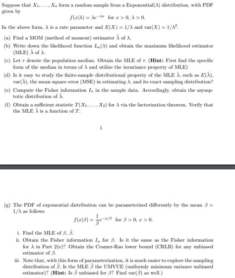 suppose that x1 xn form a random sample from