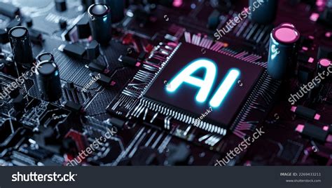 Processor Glowing Ai Logo Artificial Intelligence Stock Illustration
