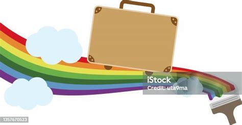무지개 일러스트 소재를 여행하는 여행 가방의 일러스트 가방에 대한 스톡 벡터 아트 및 기타 이미지 가방 갓 칠한 개성 개념 Istock
