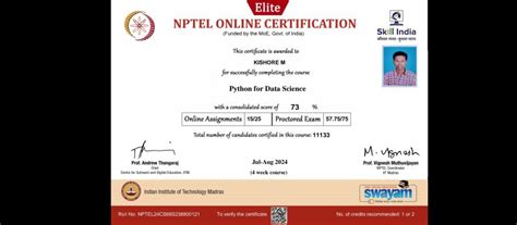 kishore m on linkedin python datascience nptel iitmadras learning