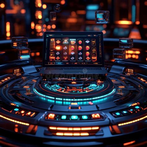 A Futuristic Command Center With A Central Laptop And Multiple Monitors Showcasing Complex Data