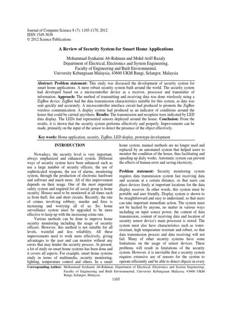 A Review Of Security System For Smart Home Applications Pdf Pdf Security Alarm Infrared