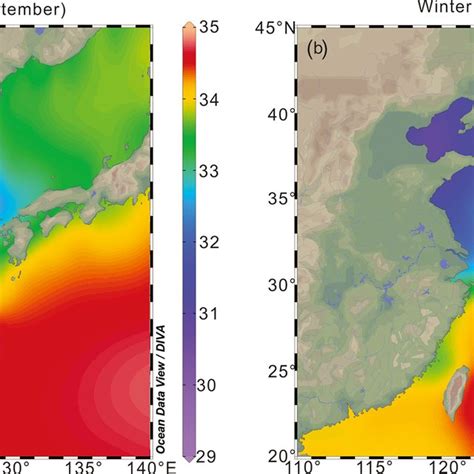 Spatial Distribution Of Sea Surface Salinity In The East China Sea A Download Scientific