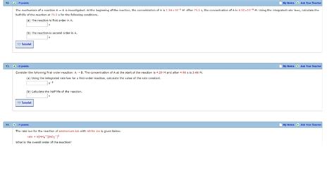 Solved Kinetics Chemistry Homework Chegg Com