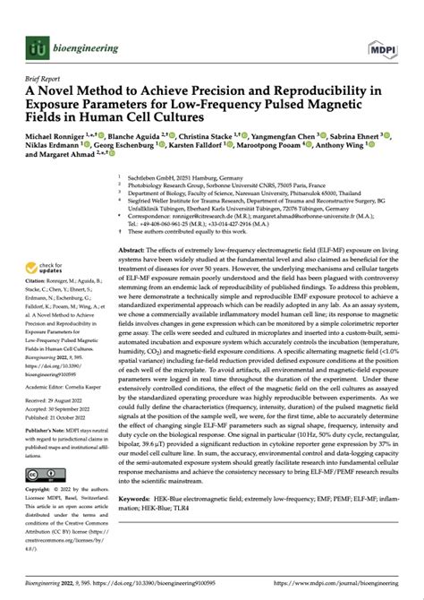Novel Method Using Pemf Cell Culture Reproducibility 001