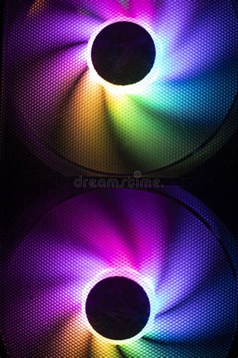 Colored Fan In The Computer LED Lighting In The System Unit Stock Photo Image Of Cooling