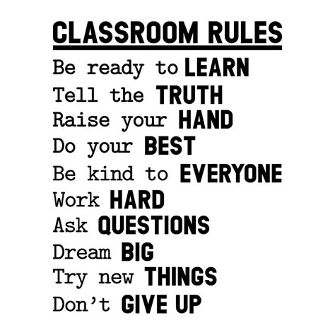 Vinyl Wall Art Decal Classroom Rules 28 X 22 Trendy Inspiring Positive Classroom Quote