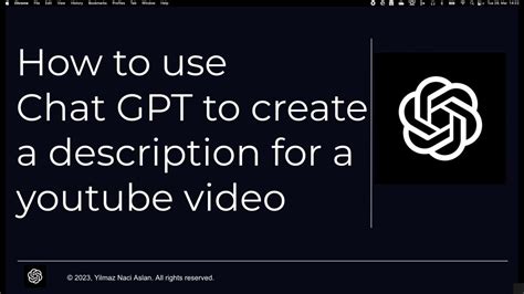 How To Use Chat Gpt To Create A Description For A Youtube Video Youtube