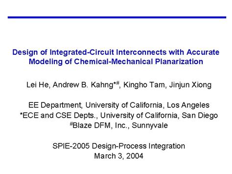 Design Of Integratedcircuit Interconnects With Accurate Modeling Of