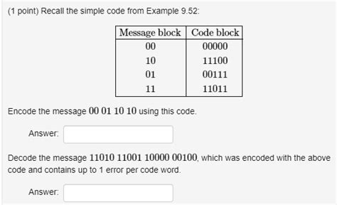 Solved 1 Point Recall The Simple Code From Example 9 52 Chegg Com