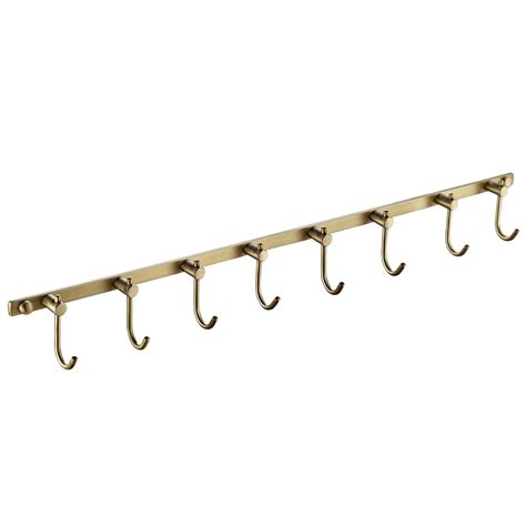 Wincase Antique Brass Hook Rack 8 Hooks Coat Rack Bath Wall Hook Rack