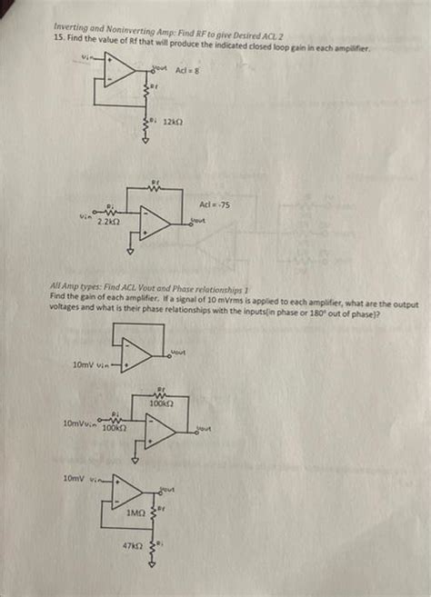 Solved Inverting And Noninverting Amp Find Rf To Give