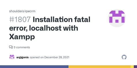 Installation Fatal Error Localhost With Xampp · Issue 1807