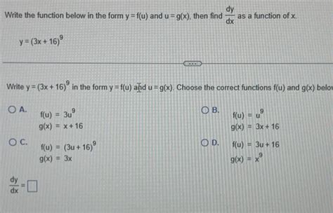Solved Write The Function Below In The Form Y F U And Chegg