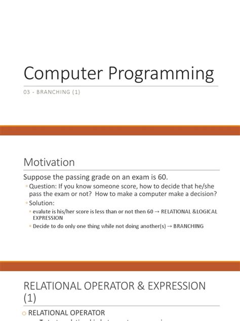 computer programming 03 branching pdf software engineering computing