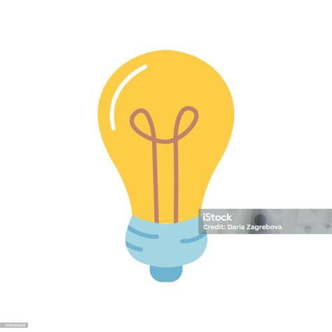 Light Bulb Simple Vector Flat Illustration On White Background Stock