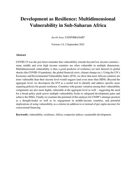 Pdf Development As Resilience Multidimensional Vulnerability In Sub