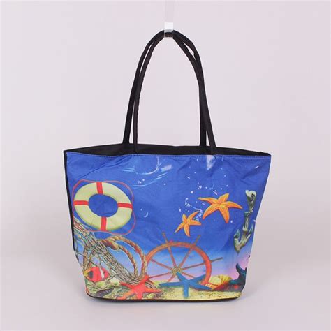 Черна плажна чанта със свеж морски мотив Diaper Bag Tote Bag Tote