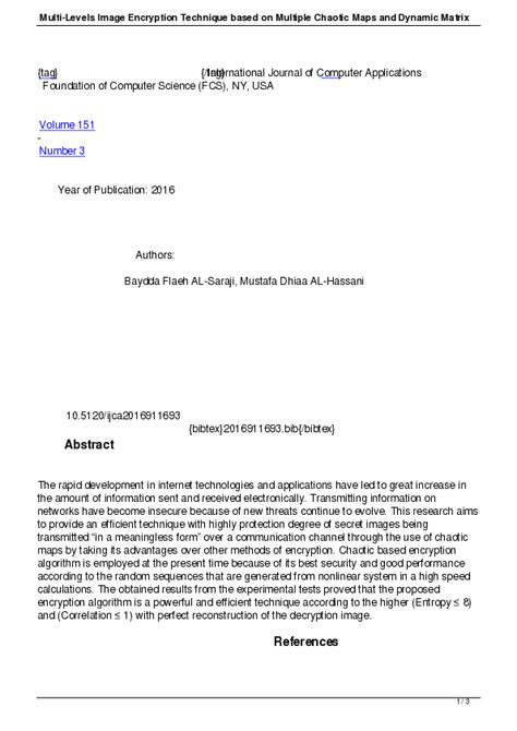 Pdf Multi Levels Image Encryption Technique Based On Multiple Chaotic