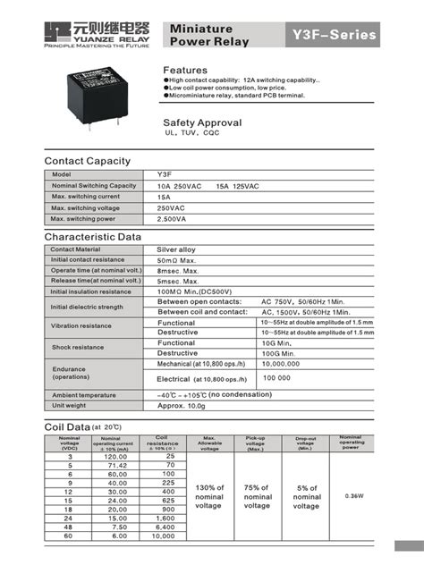 Miniature Power Relay Technical Specifications And Applications For A Microminiature Relay With